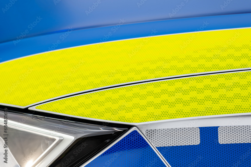 Generic police emergency vehicle car hood reflective light yellow blue ...