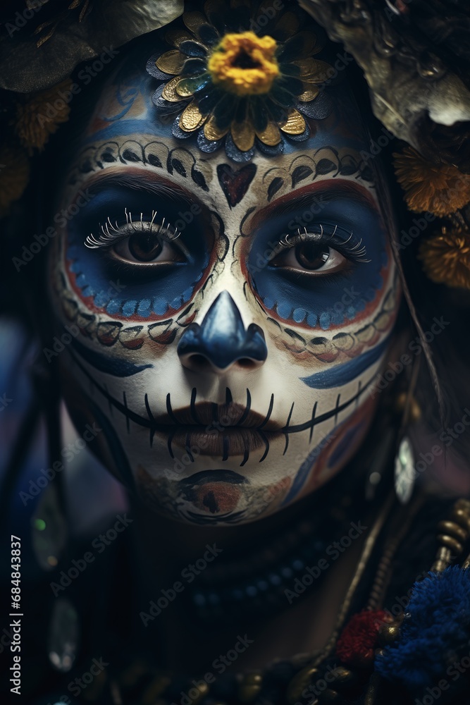 woman skull make flower crown aztec iconography wonder devotion ...