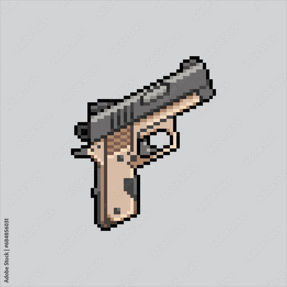 Pixel art illustration Gun. Pixelated Glock. Hand Gun Glock Police ...