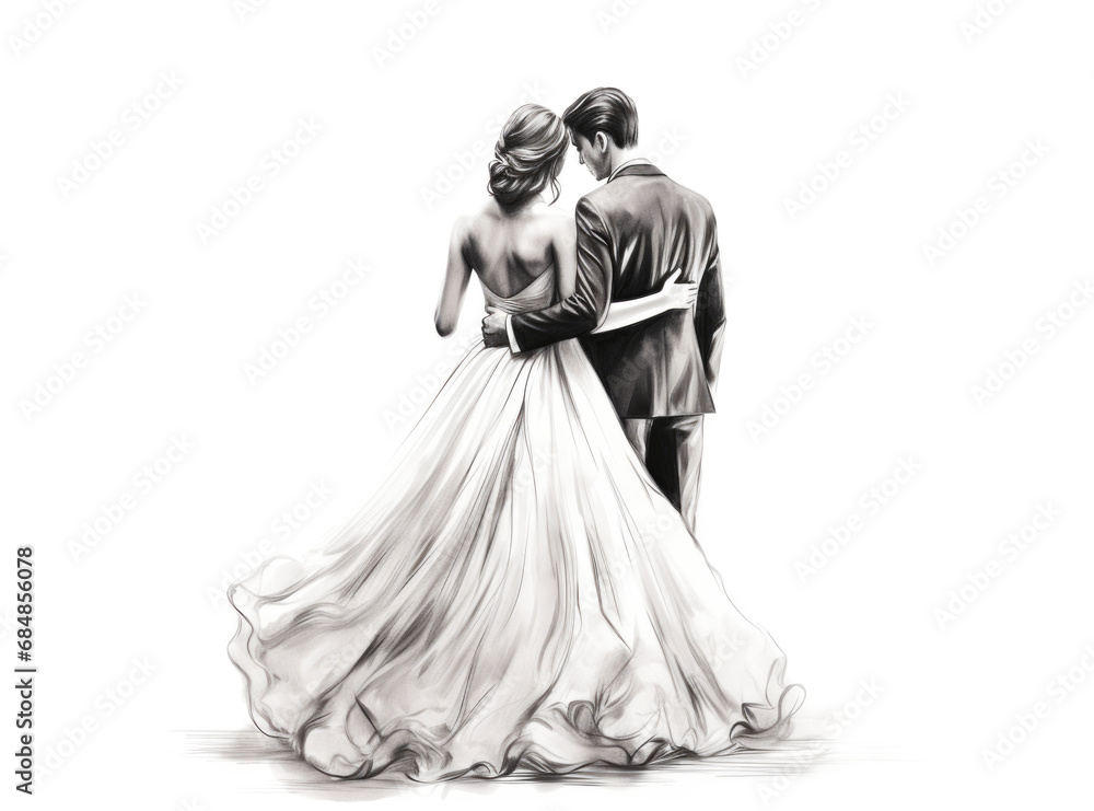 Watercolor Groom and Bride Backwards Isolated on White, wedding ...