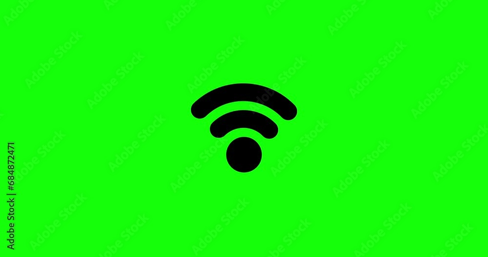 Simple Wi-fi icon animated on green background. Loop animation of Wi-Fi ...