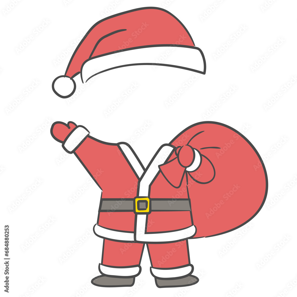 Vetor de 선물 보따리를 들고 있는 산타 복장 얼굴 합성용 일러스트 do Stock | Adobe Stock