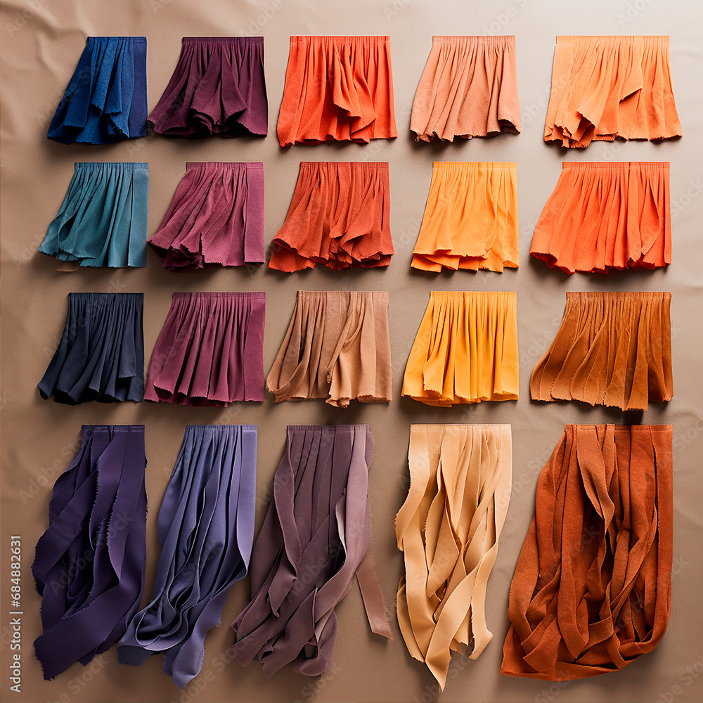 Pantone de colores representado con diferentes telas generado por ia ...