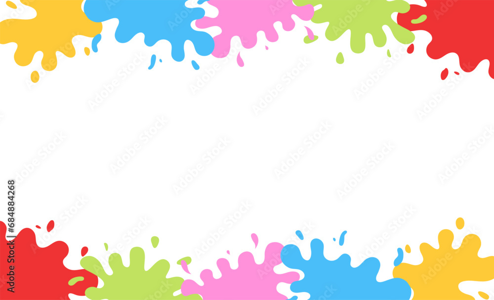 Splashes paint color frame ink stain border flat illustration Stock ...
