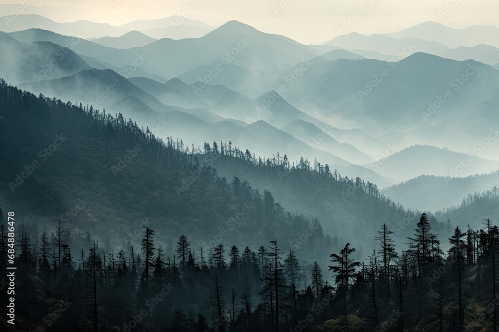 Moody Smoky Mountain Landscape: Stunning Smoke Color Photography Stock ...