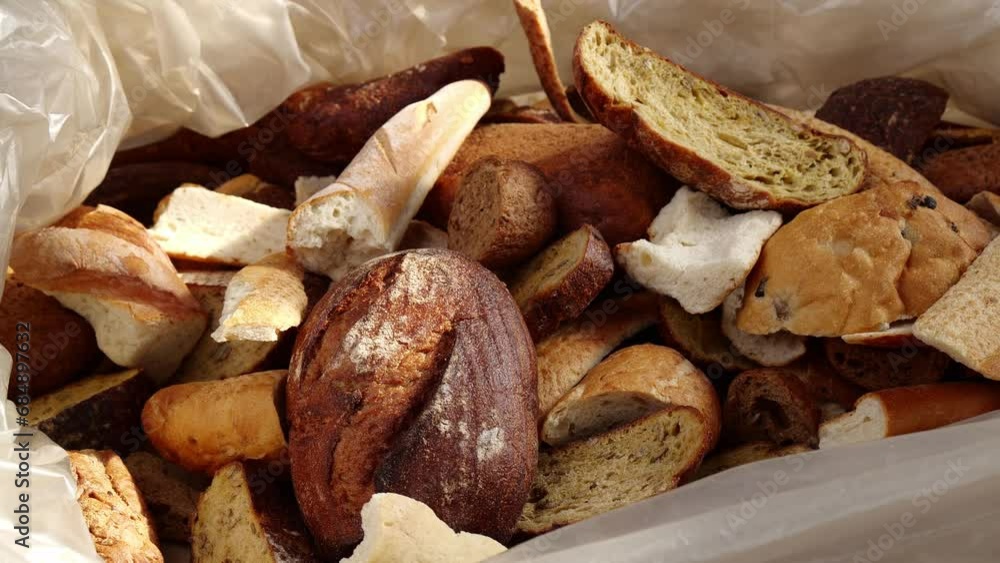 The surplus of unsold and uneaten bread is thrown into the trash. Craft ...