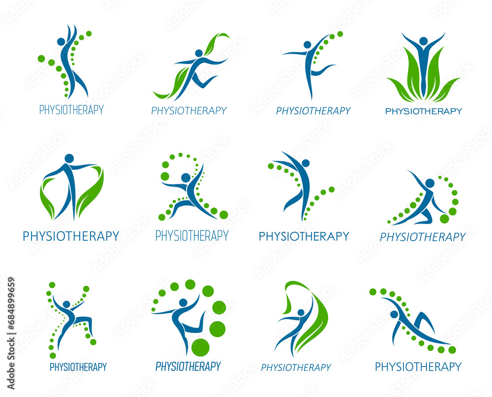Physiotherapy icon. Vector spine, back pain, body health, chiropractic ...