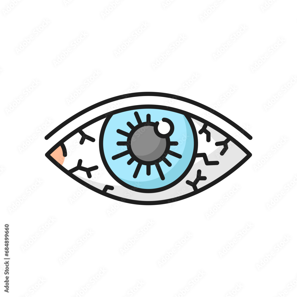 Allergy irritated eyes symptom color line icon. Stress and ...