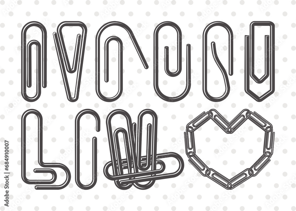 Vetor de Paperclip Clipart SVG Cut File, Office Supplies Svg ...