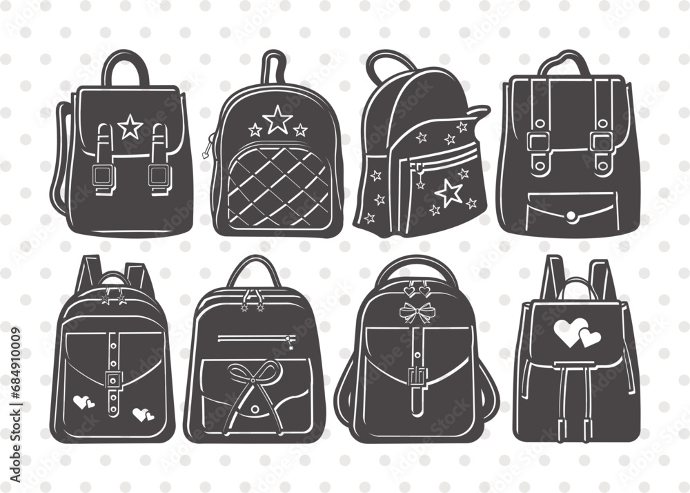 School Backpack Clipart SVG Cut File | Bookbag Svg | Backpack Svg ...