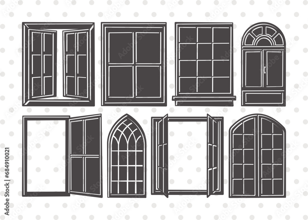 Window Clipart SVG Cut File | Church Windows Svg | Gothic Windows Svg ...