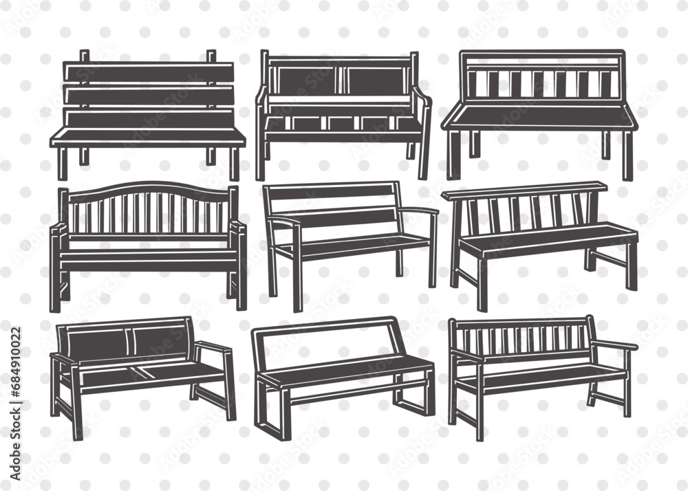 Park Bench Clipart SVG Cut File | Bench Svg | Wooden Bench Svg | Garden ...