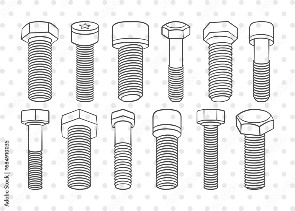 Bolt Screw SVG, Screw Clipart, Screw Svg, Hardware Tool Svg, Bolt Svg ...
