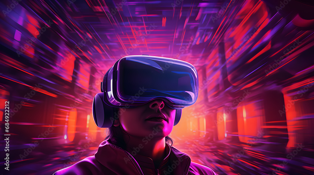 Person wearing a vr headset with the screen touching a bright screen ...