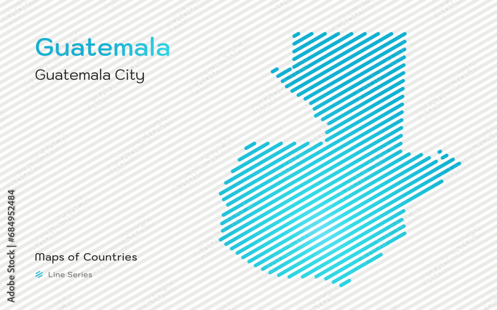 Vecteur Stock Modern Map of Guatemala, in blue sloping lines Pattern ...