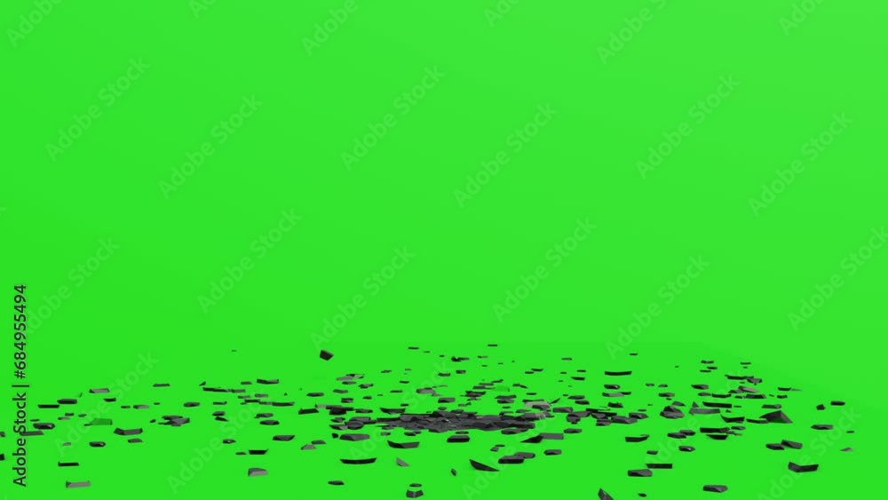 3d animation of earth explosion with chroma key. CGI asphalt explodes ...