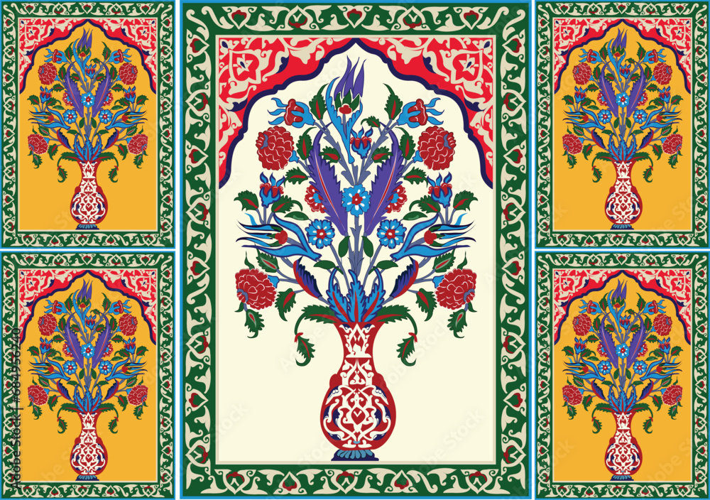 Mughal flower motif. Botanical floral ethnic motif, and Indian Mughal ...