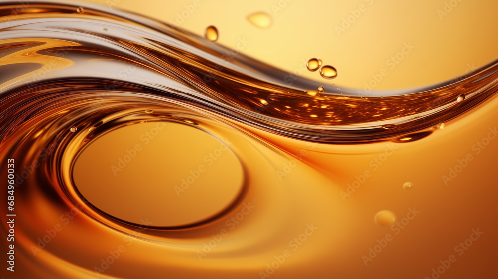 Splashes and drops of liquid oil. Fresh Olive or motor engine oil eco ...