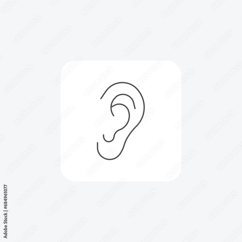 Hearing Icon, Hearing Loss, Listening, Ear Symbol thin line icon, grey ...