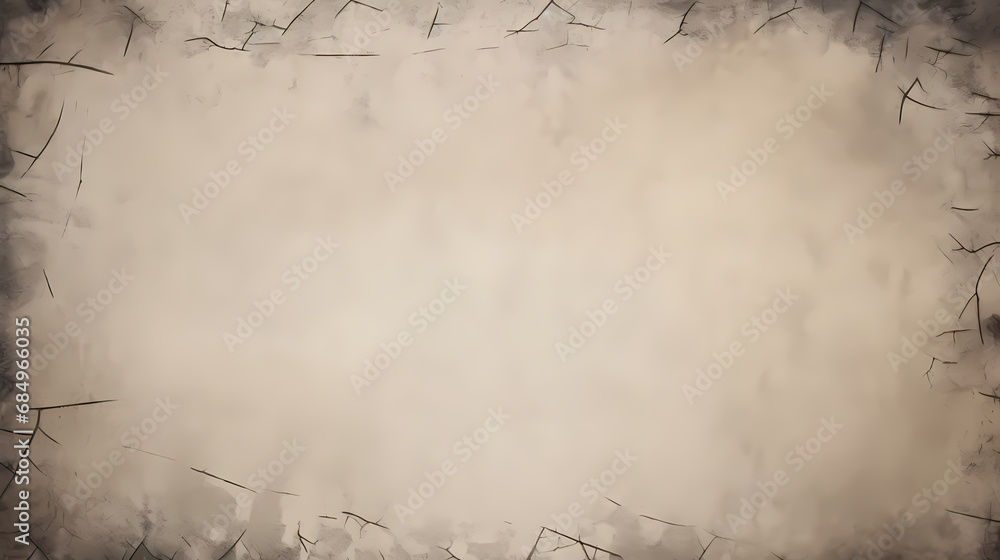 Grunge empty creased paper texture with torn edges frame and faded ...