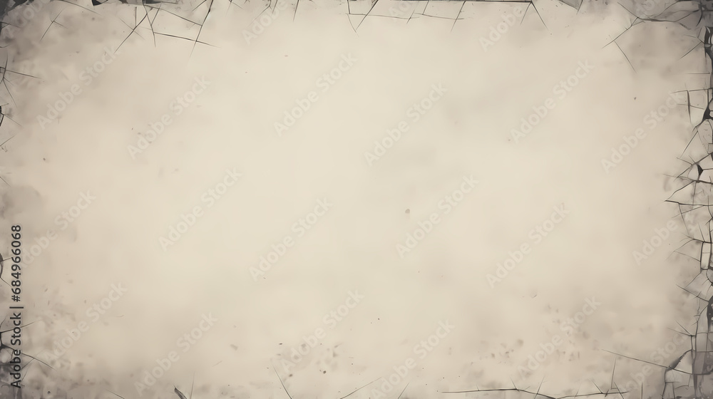 Grunge empty creased paper texture with torn edges frame and faded ...