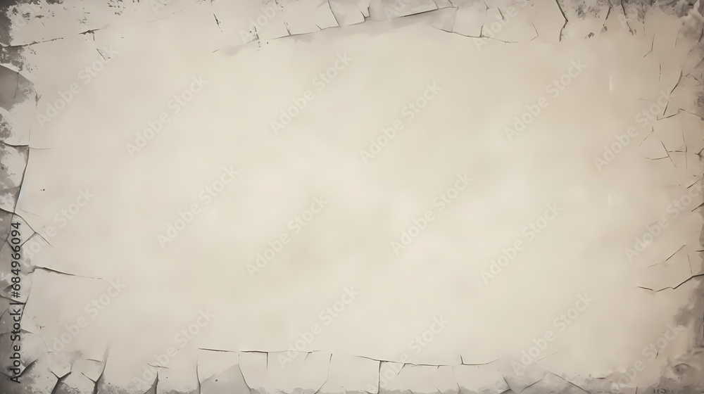 Grunge empty creased paper texture with torn edges frame and faded ...