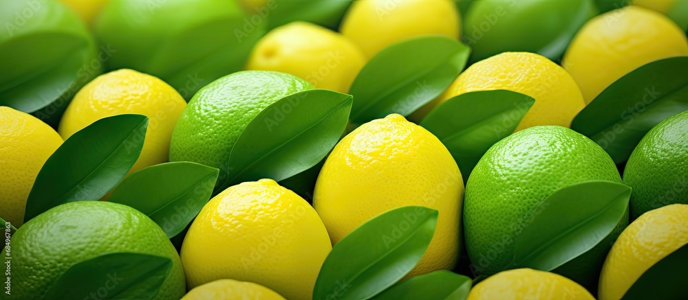 In a stunning juxtaposition of colors, a vibrant green lemon nestled ...