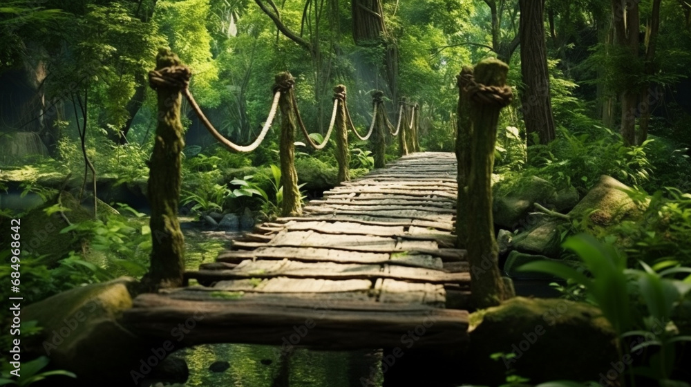 wooden bridge in the forest HD 8K wallpaper Stock Photographic Image ...