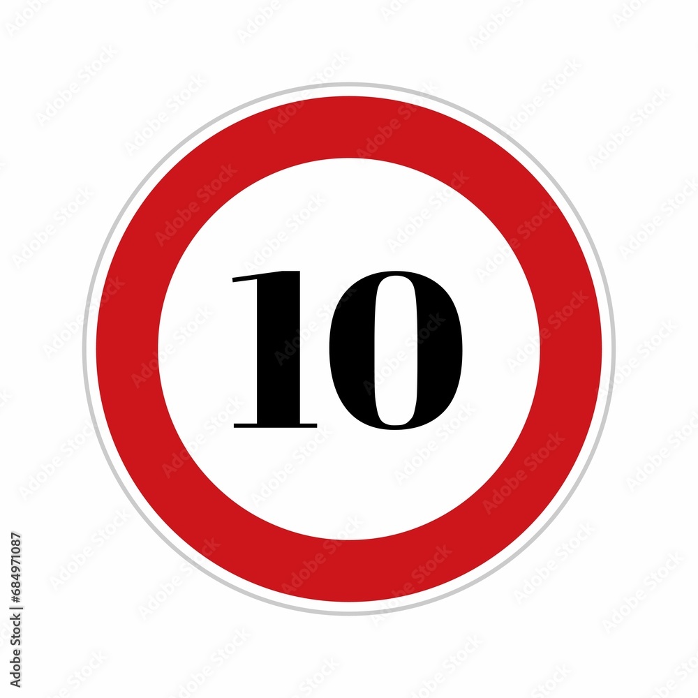 10 speed sign board, road side sign board for control speed. Road ...