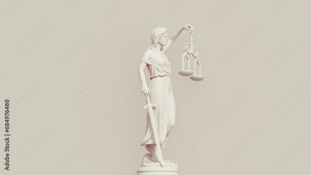 Lady justice judicial system scales blindfold sword neutral background ...