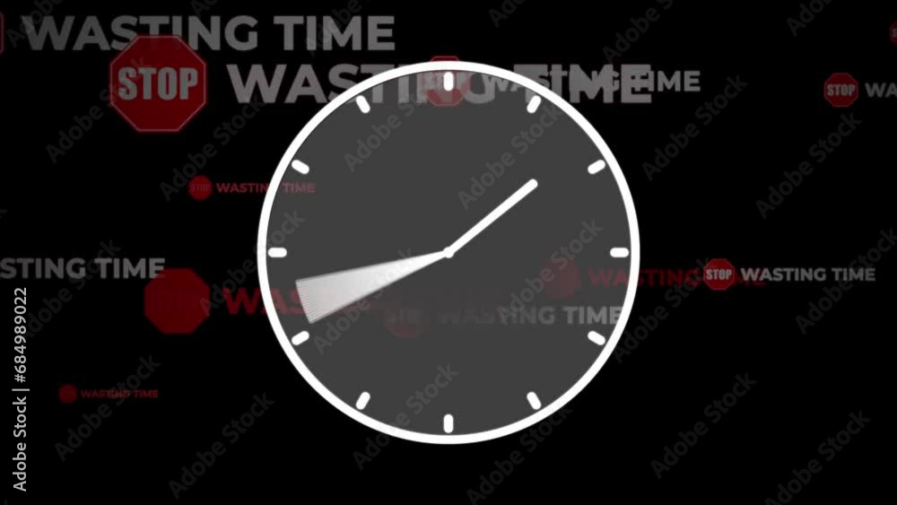 Round classic clock on solid black background spinning fast, time ...
