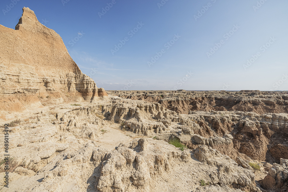 The rugged landscape around the Door Trail in the Badlands National ...