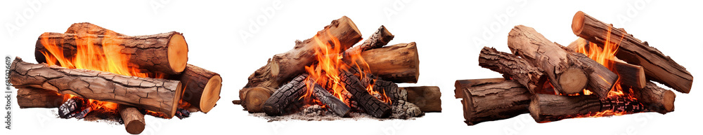 Set of burning fire logs, cut out Stock Photo | Adobe Stock