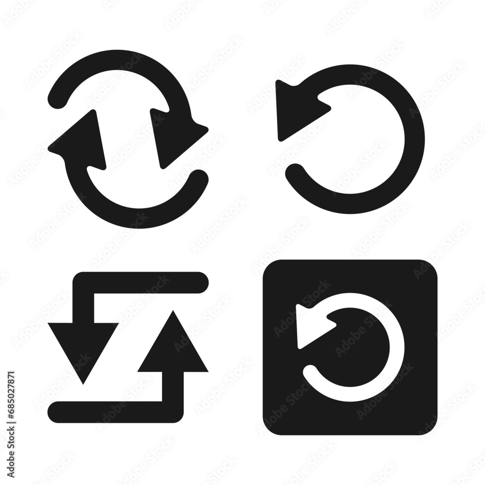 Reload arrows. Circle arrow, connect or recycle digital icons ...