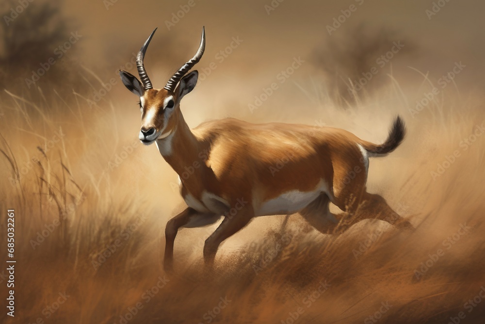 Running antelope. Fastest and most leaping animal in merciless ...
