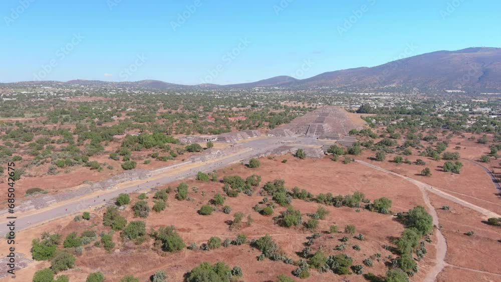 Teotihuacan, Mexico: Aerial view of Pyramid of the Moon (Pirámide de la ...