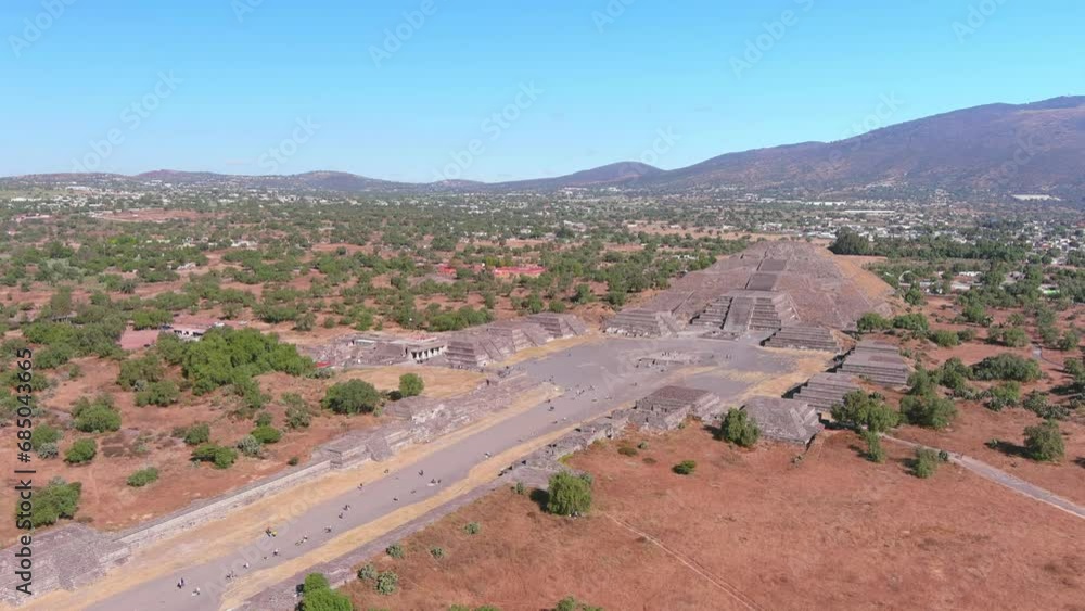 Teotihuacan, Mexico: Aerial view of Pyramid of the Moon (Pirámide de la ...