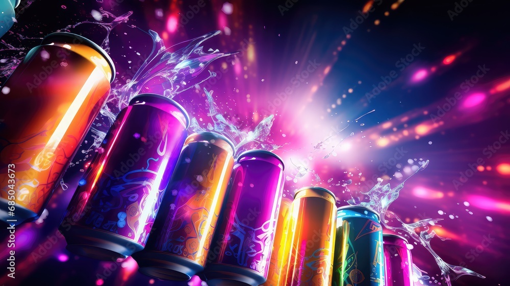 nightlife background energy drink nightclub illustration ice glass, can ...
