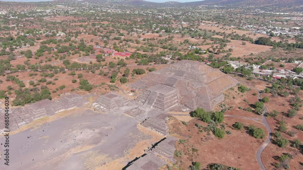 Teotihuacan, Mexico: Aerial view of Pyramid of the Moon (Pirámide de la ...