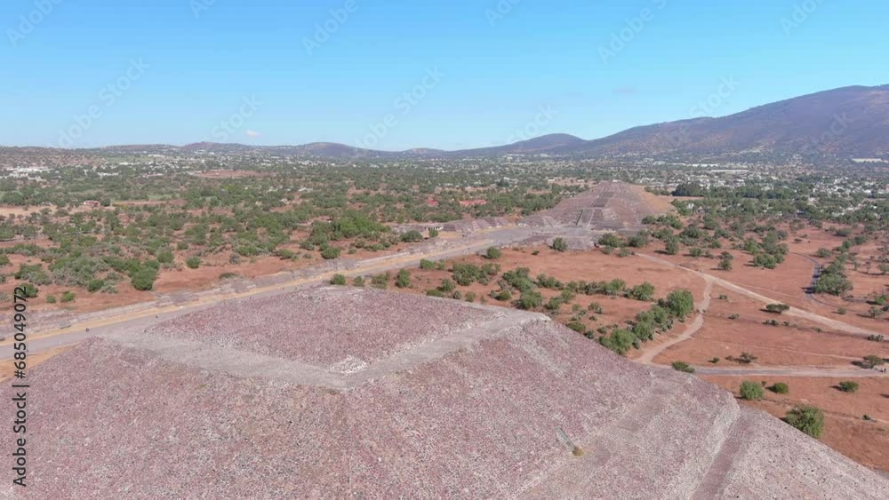 Teotihuacan, Mexico: Aerial view of Pyramid of the Moon (Pirámide de la ...