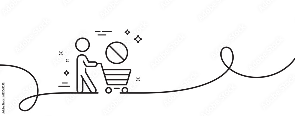 Stop shopping line icon. Continuous one line with curl. No panic buying ...