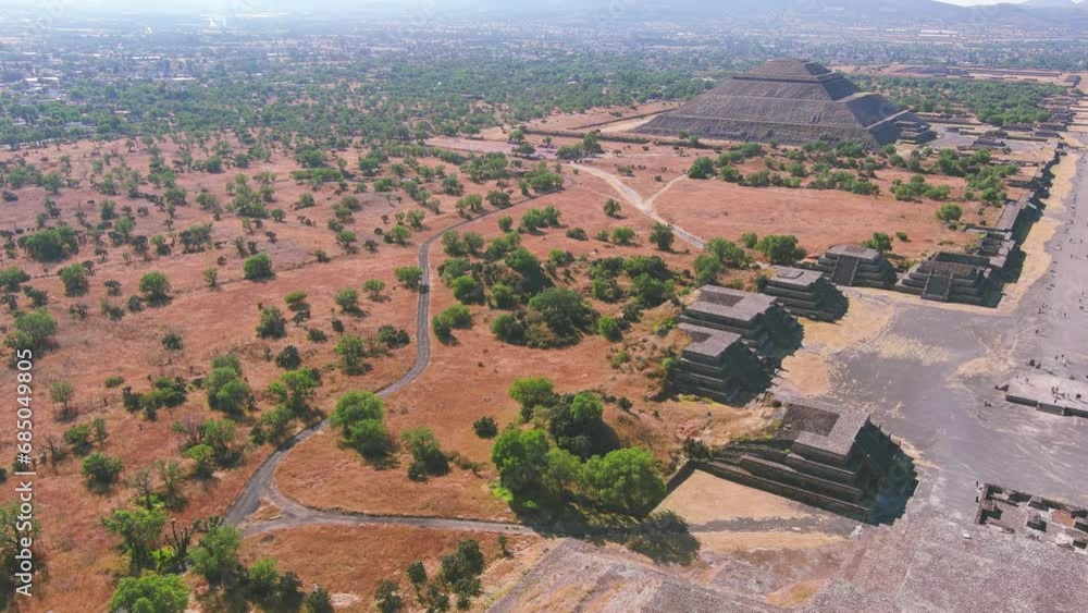 Teotihuacan, Mexico: Aerial view of Pyramid of the Moon (Pirámide de la ...