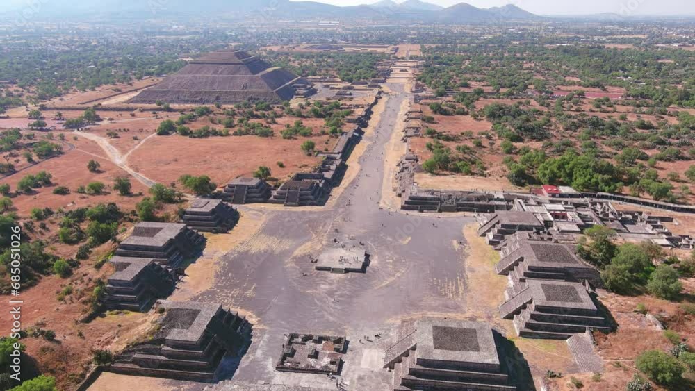 Teotihuacan, Mexico: Aerial view of Pyramid of the Moon (Pirámide de la ...