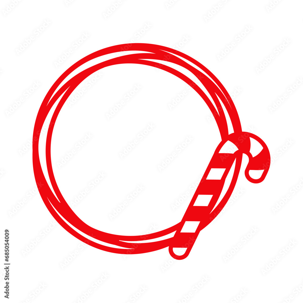 Logo candy cane de navidad. Marco circular con líneas con silueta de ...