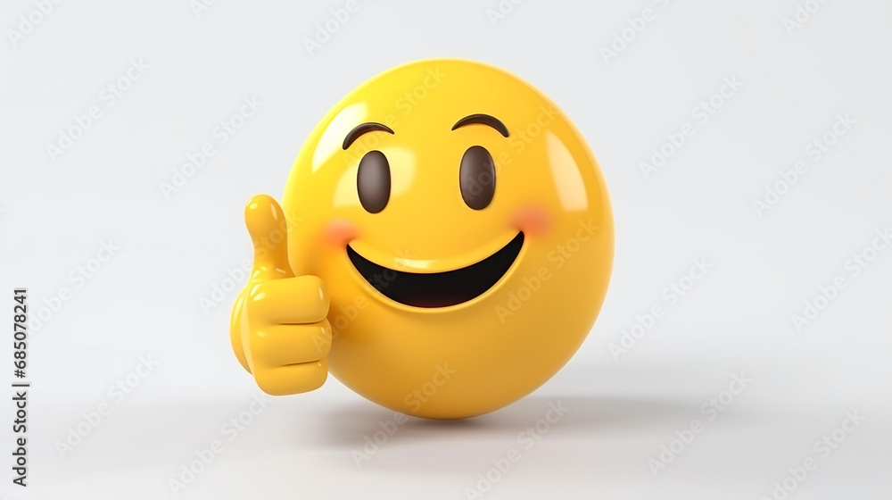 3d Rendering Thumbs Up Emoji On White Isolated Background Stock 5012