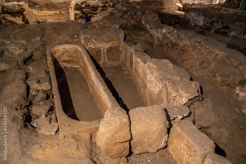 Roman tomb ruins of an ancient tomb in the early Christian crypt in the ...