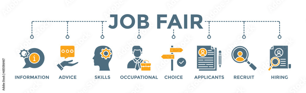Job fair banner web icon vector illustration concept for employee ...