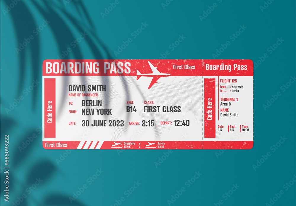 Airline Ticket Mockup Stock Template | Adobe Stock