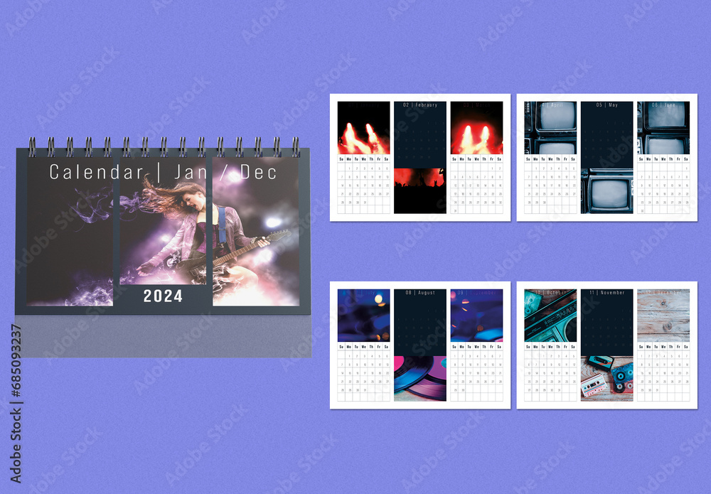 2024 Desk Flip Calendar Template Layout Stock Template | Adobe Stock