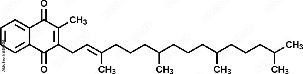 Phylloquinone structural formula, vitamin K1 vector illustration Stock ...
